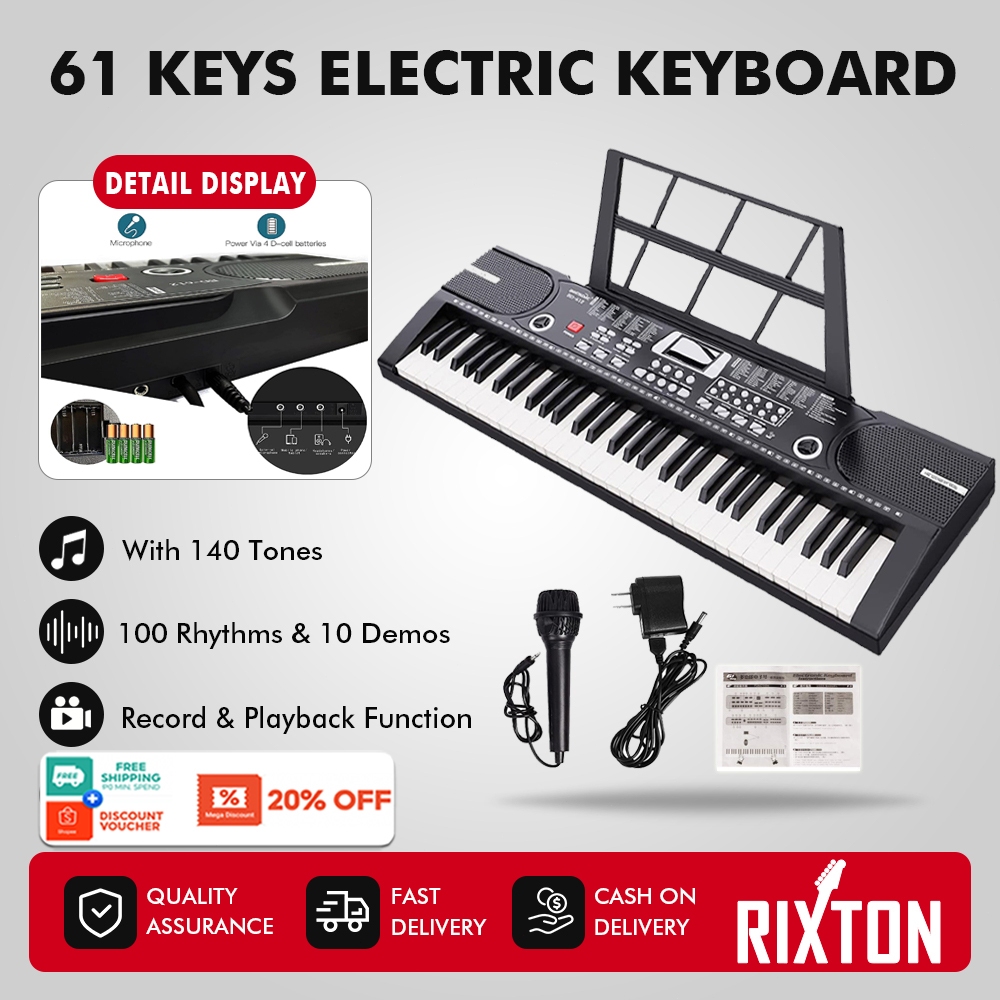 RIXTON 61Keys Electric Keyboard Portable Digital Electronic Piano for ...