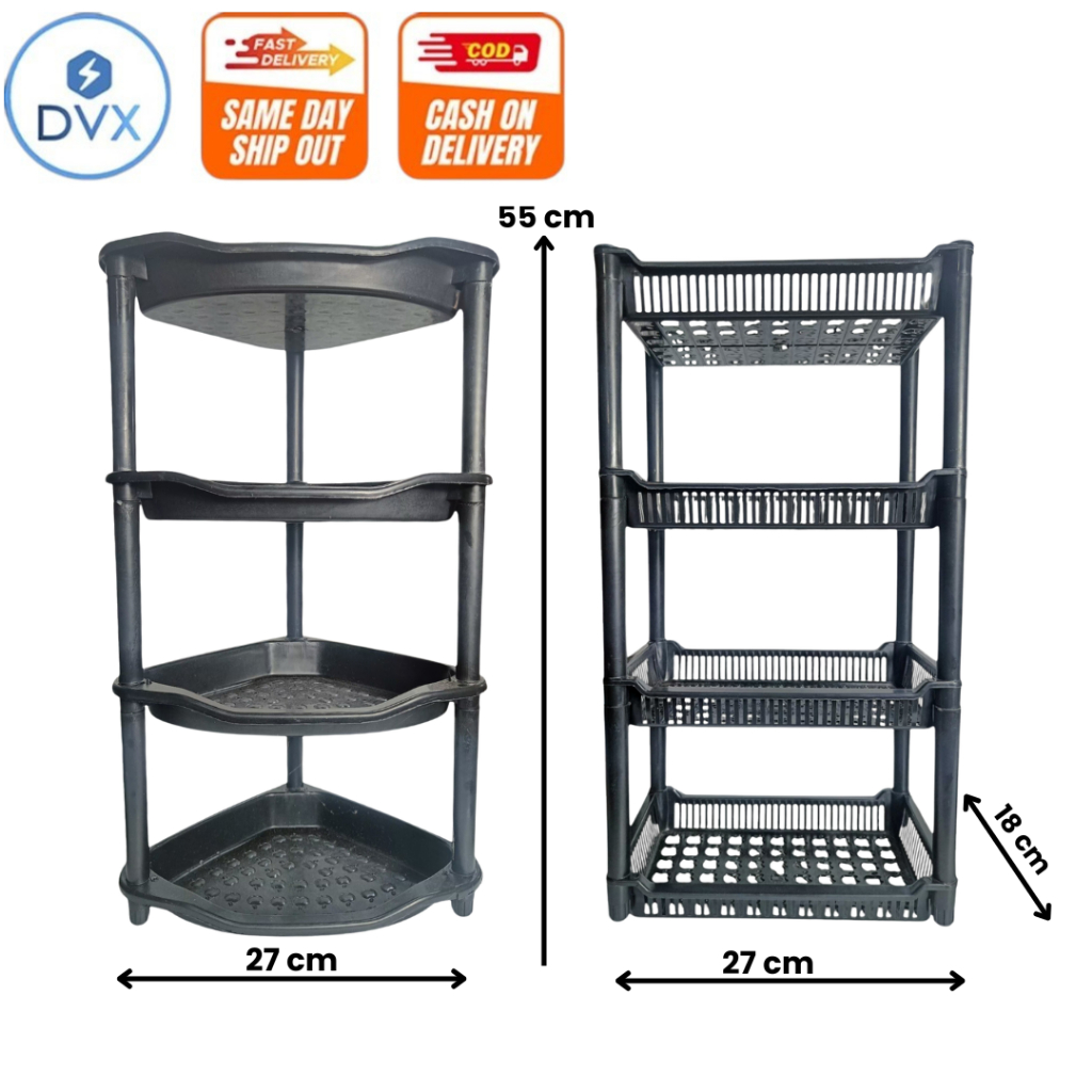 COD DVX 4-Layer Plastic Rack Corner Shelves Curve / Rectangle Shape ...