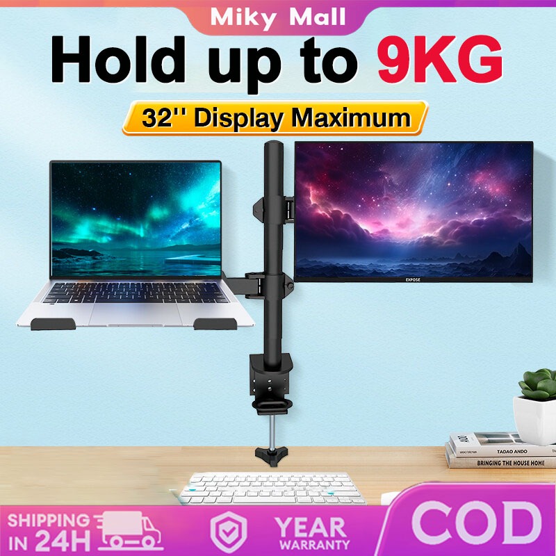 EXPOSE Dual Monitor Stand Mount Bracket With Laptop Stand Tray ...