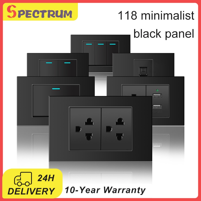 Wall Switches and Sockets Tempered Glass Panel Universal Power Socket ...