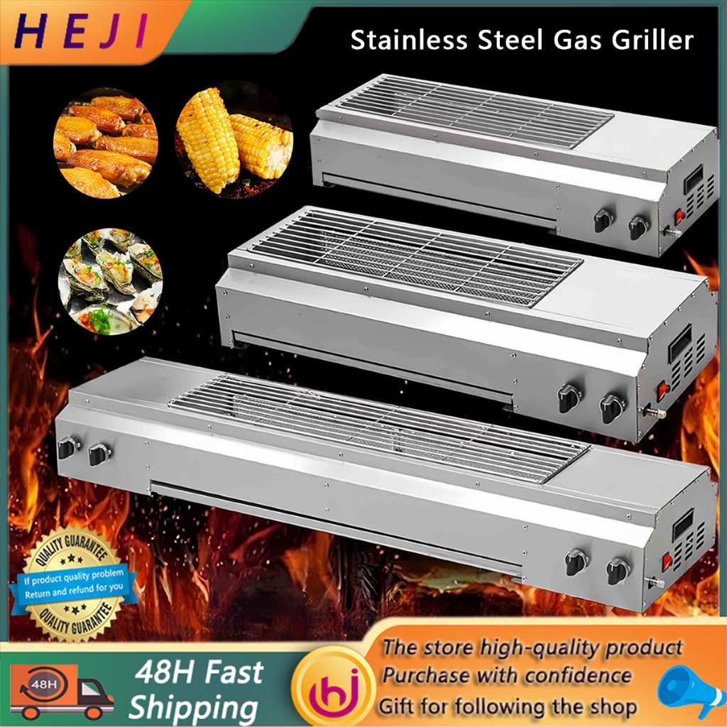 Gas type Stainless steel Grill Kitchen Commercial Smokeless Griller ...