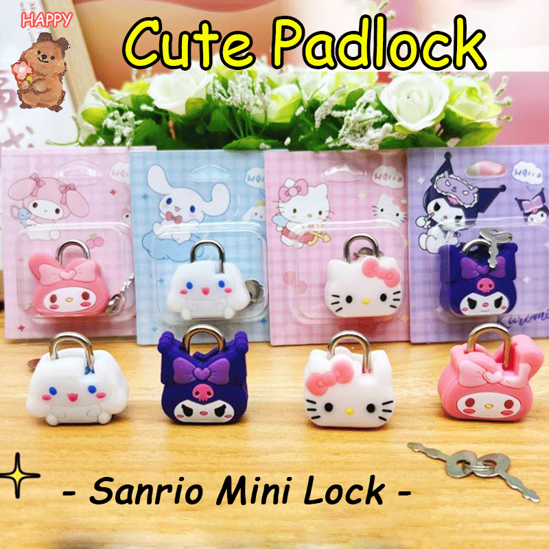 Sanrio Creative Cartoon Metal Mini Lock Cute Padlock With Keys Luggage ...