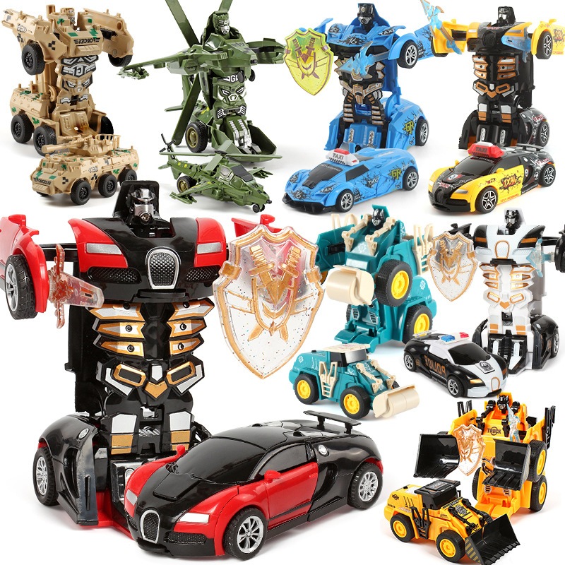 Transforming Car Toys Transformers Robot Police Car Bump Automatic ...