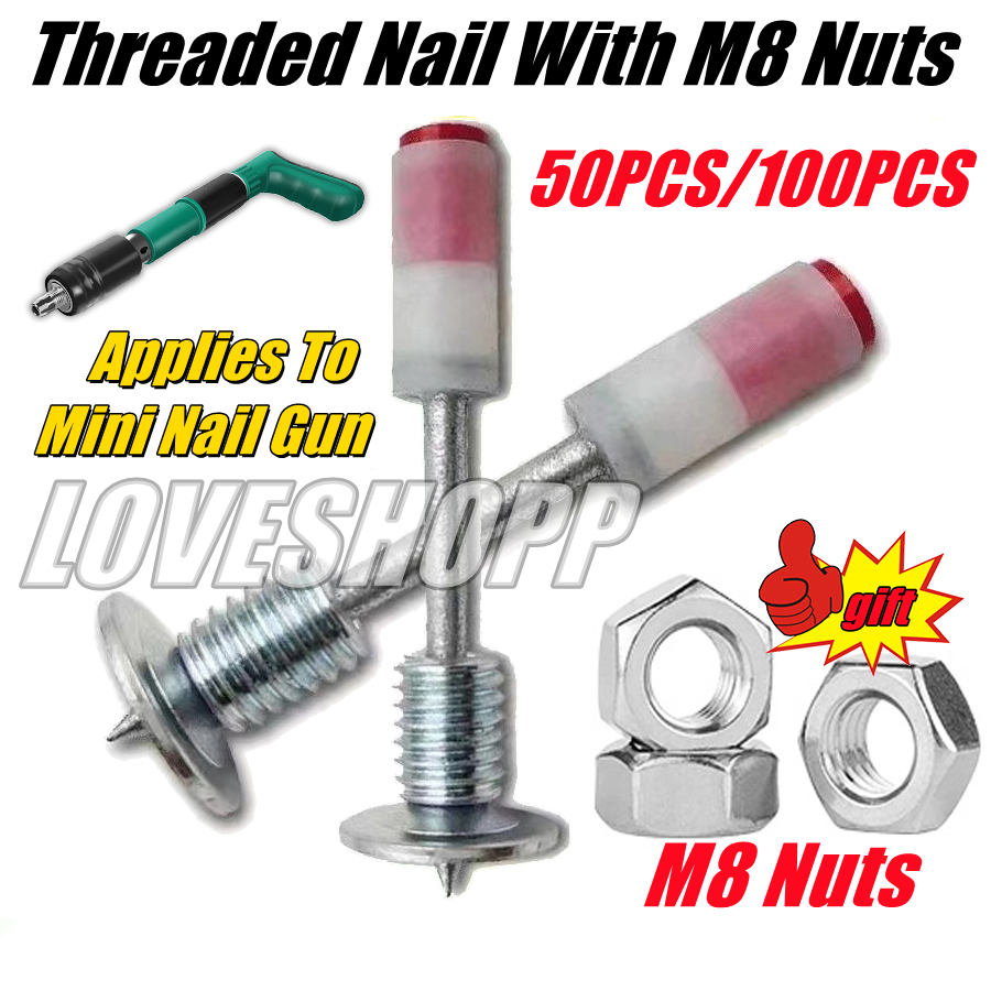 50/100PCS Threaded Nails Threaded Integrated M8 Can Tighten Nuts Gun ...