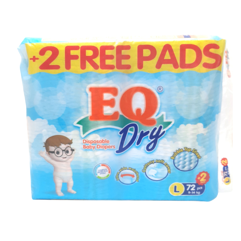 EQ DRY LARGE 72's MEGA PACK DISPOSABLE BABY DIAPERS | Shopee Philippines