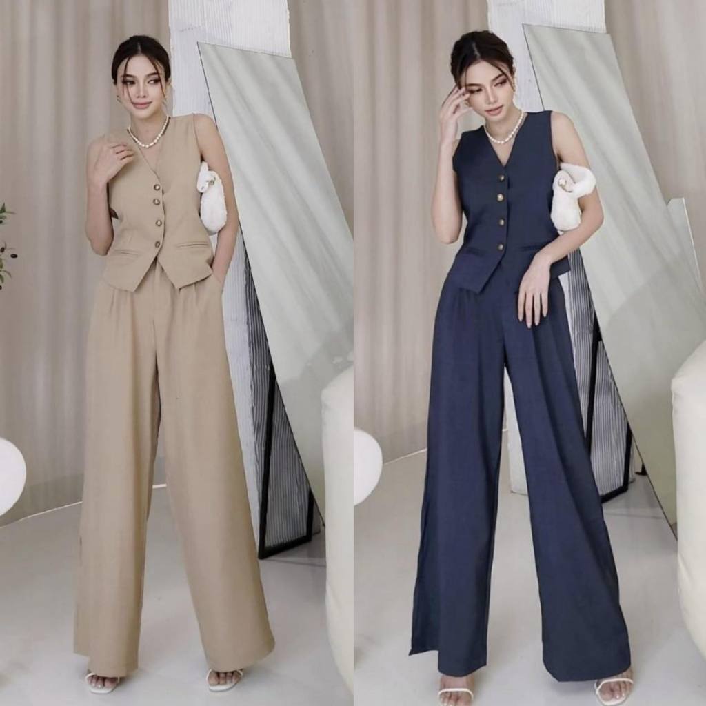 A3440 EZ Fashion Premium Button Down Blazer Vest Top & Side Pocket ...