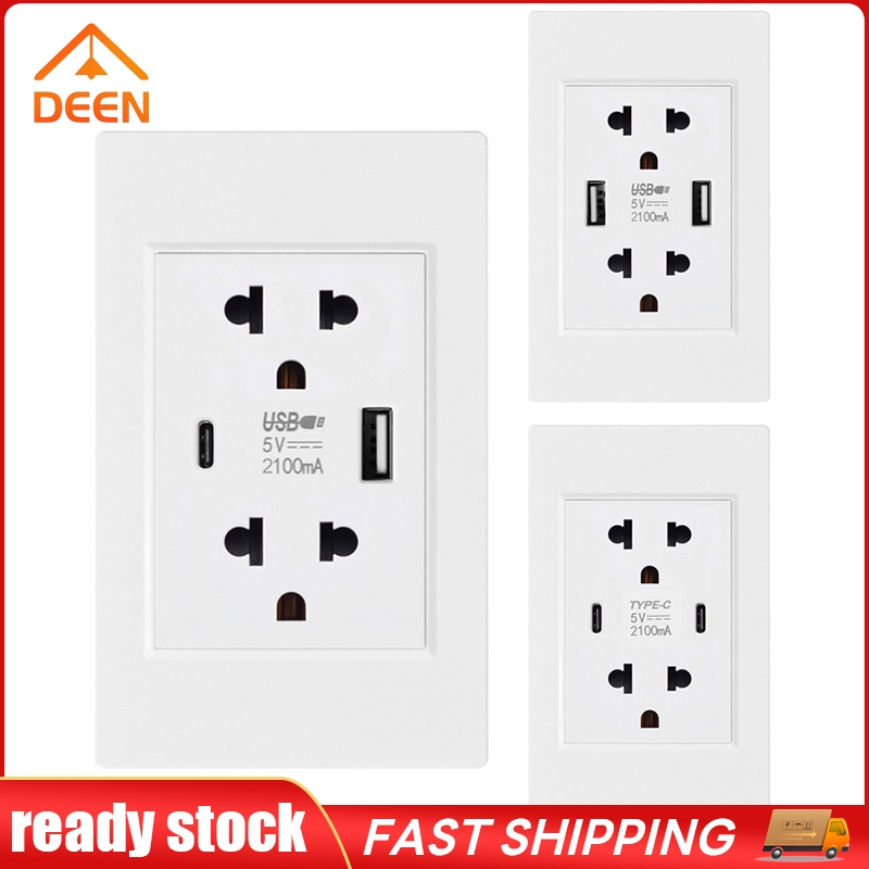 Usb socket wall socket 3 pin socket white socket,118*72mm plastic panel ...