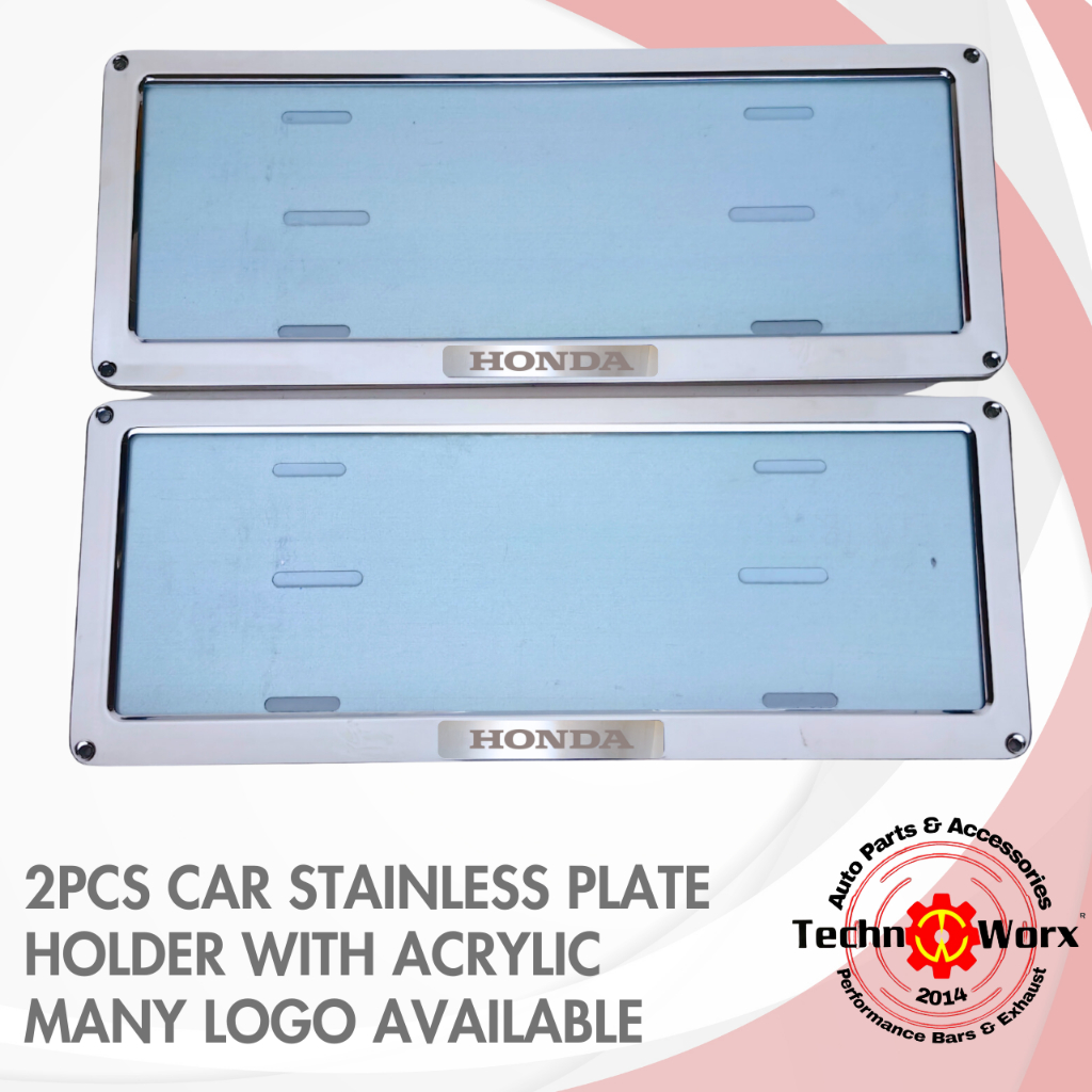 2pcs Car Plate Cover STAINLESS with ACRYLIC COVER DEFLECTOR HONDA ...