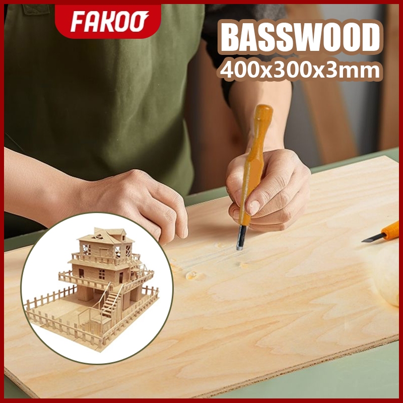 400x300x3mm DIY Wood Board Handmade Model Layer Basswood Plywood Plank ...
