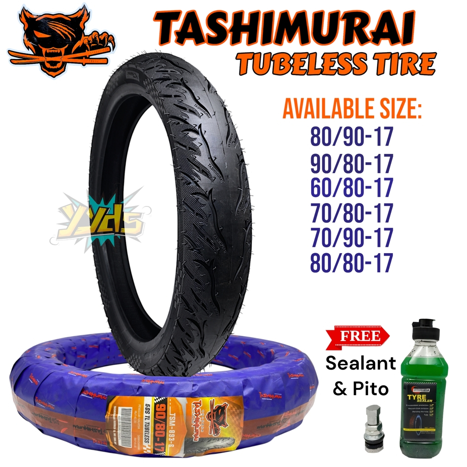TASHIMURAI HIGH QUALITY TUBELESS TIRE 17" WITH FREE SEALANT AND PITO ...