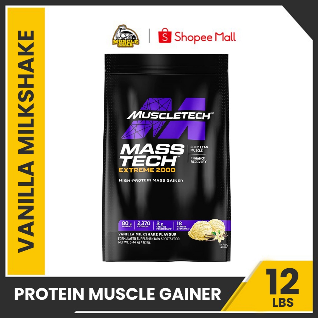 MUSCLETECH MASS TECH EXTREME 2000 HIGH PROTEIN MASS GAINER - 12LBS ...