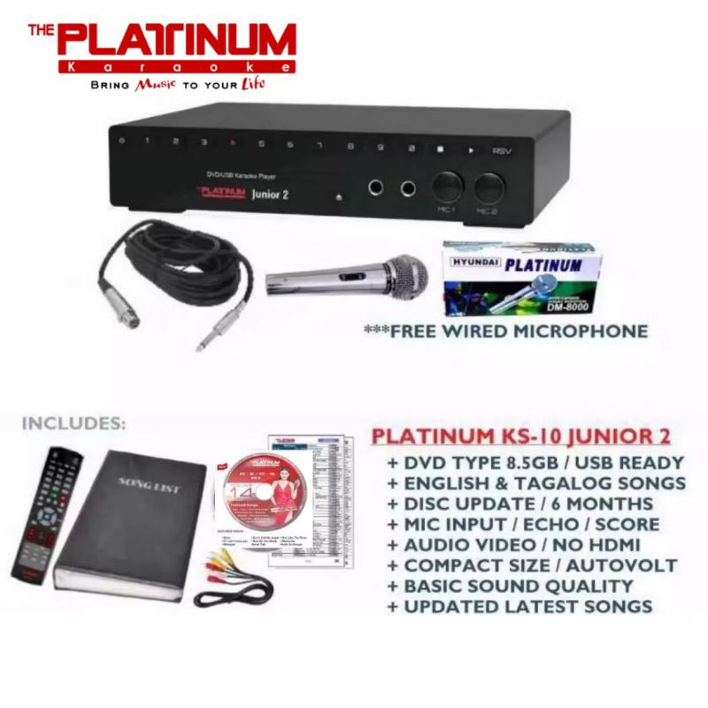 Platinum Karaoke KS10 Plus Junior 2 Player with 23,000++ Songs with Wired Microphone | Shopee ...