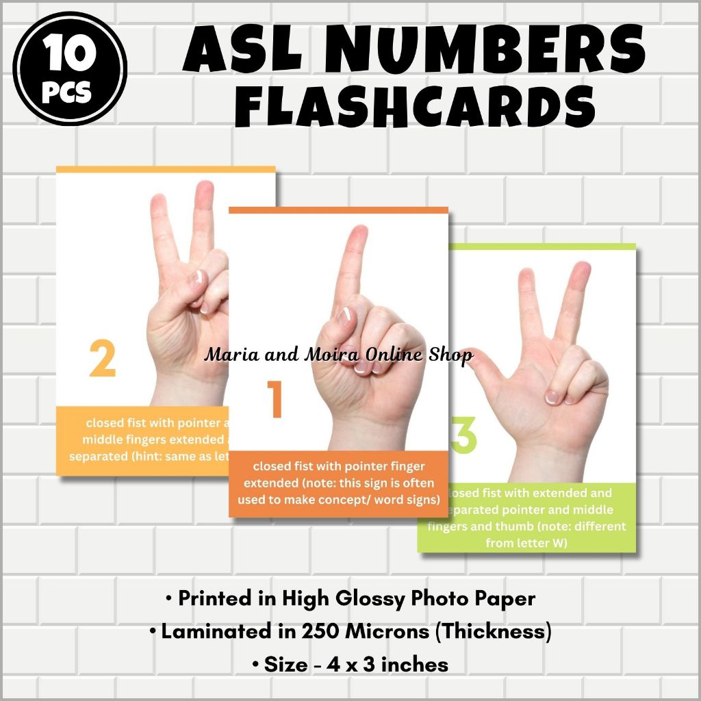 ASL NUMBERS FLASHCARDS | LAMINATED AMERICAN SIGN LANGUAGE NUMBERS ...