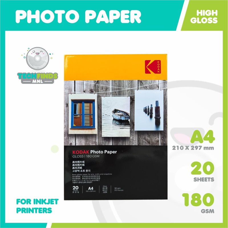 Kodak Photo Paper High Gloss A4 - 180GSM (20 SHEETS PER PACK) | Shopee ...