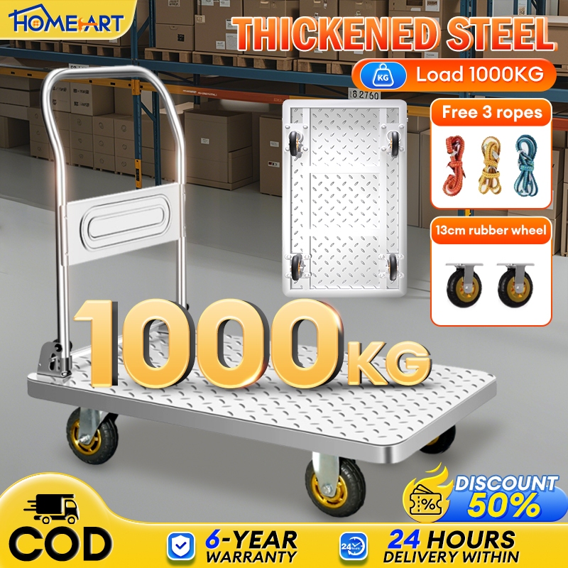 Push Cart Trolley Heavy Duty Folding In Rubber Wheel Hand Truck Grocer ...