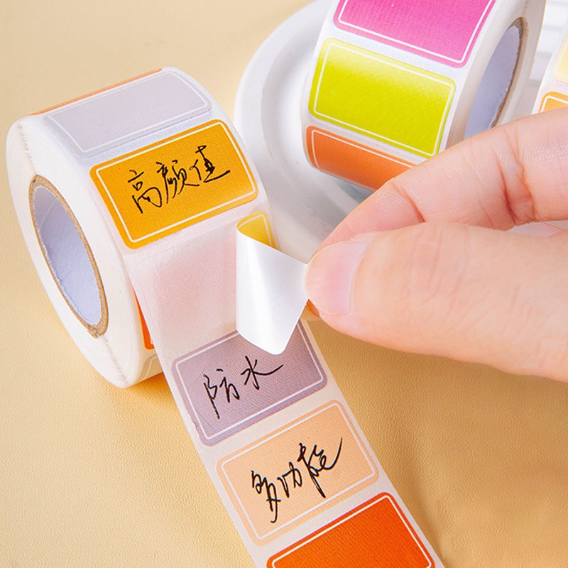 Small roll of colored sticky notes labeling Waterproof handwritten name ...