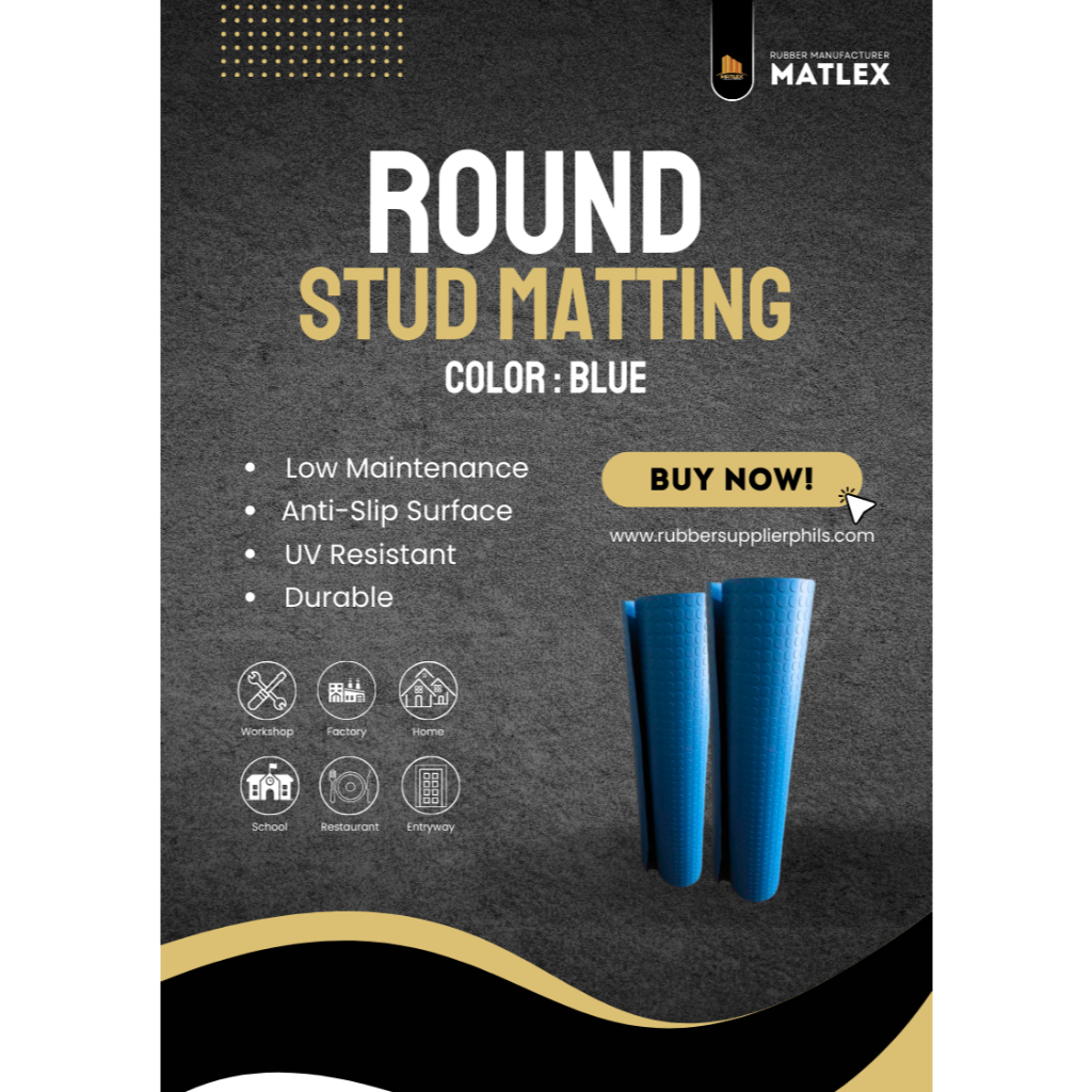 Matlex Coin Matting / Round Stud Floor Matting BLUE 1m x 1m x 3mmthick ...