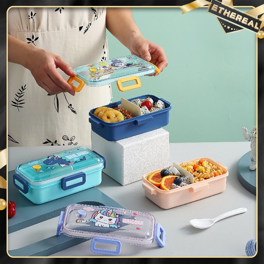 Kids Cartoon character lunch box With Spoon 530ml Food Organizer High ...