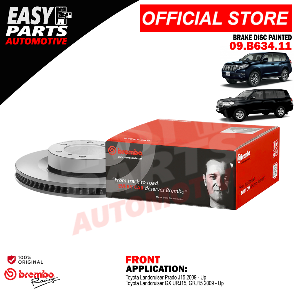Brembo Rotor Disc 09.B634.11 Toyota Landcruiser Prado J15, Landcruiser GX URJ15, GRJ15 Front ...