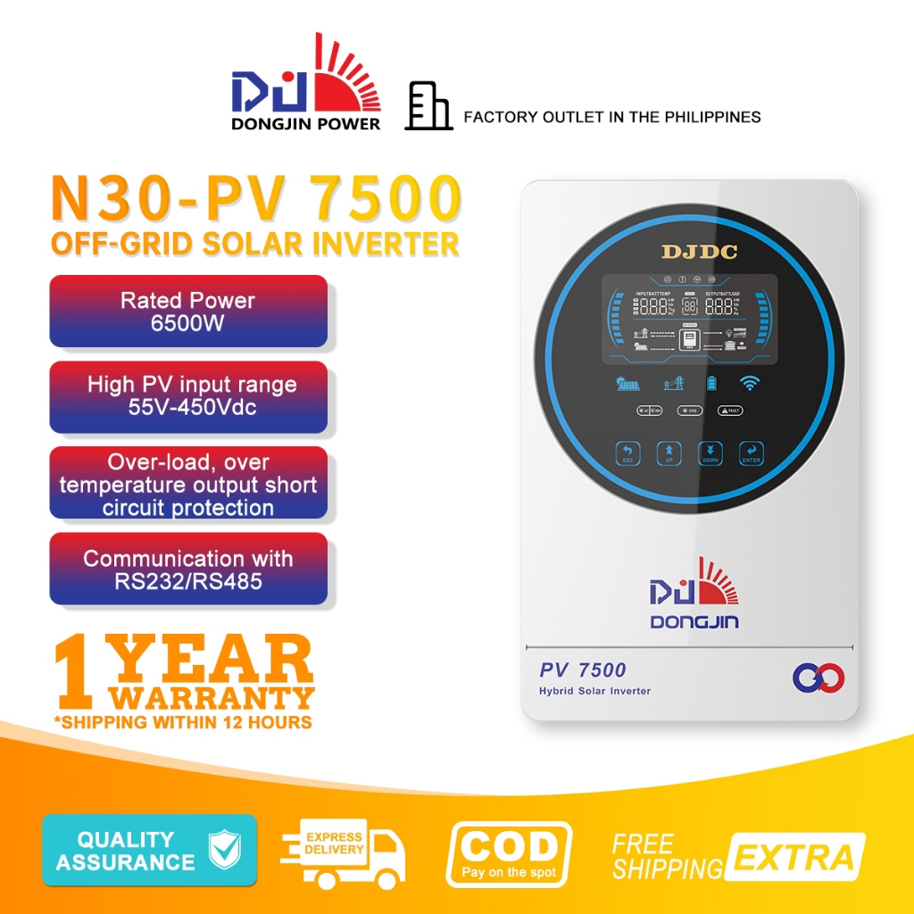 DongJin Power 6500W 48V Hybrid Solar Inverter Built-in 130A MPPT Solar ...