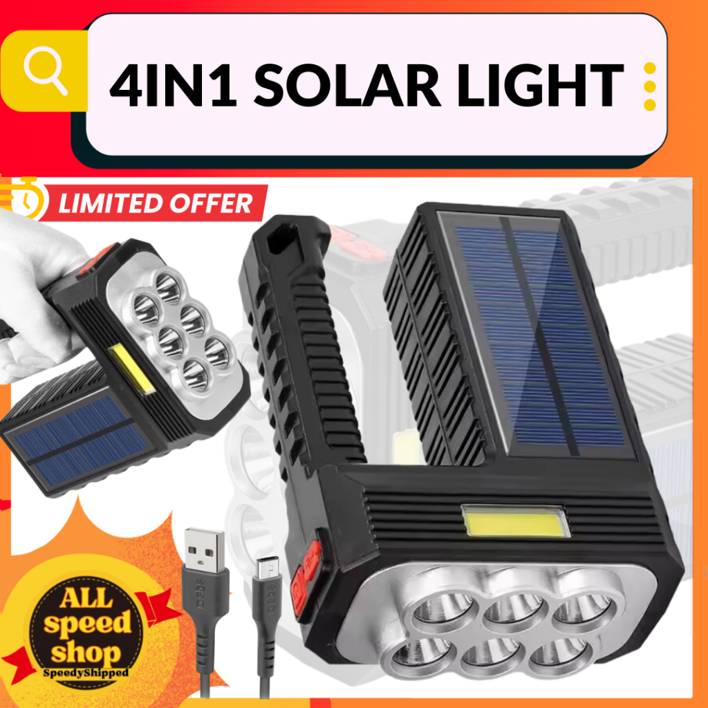 6 LED Searchlight - Multi-Functional Solar Powered Flashlight, Portable ...