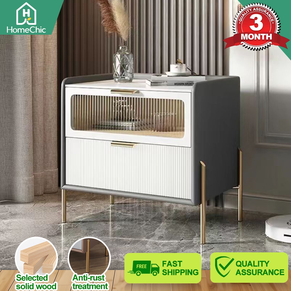 Bedside Table For Bedroom Wood Side Table With Drawer Smart Led ...