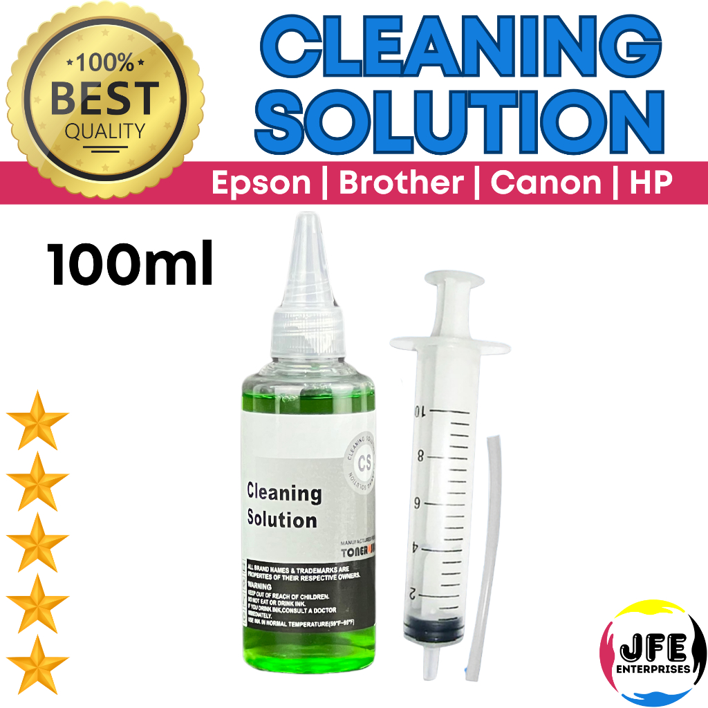 Cleaning Solution with Syringe & Hose 100ml for Brother HP Canon Epson ...