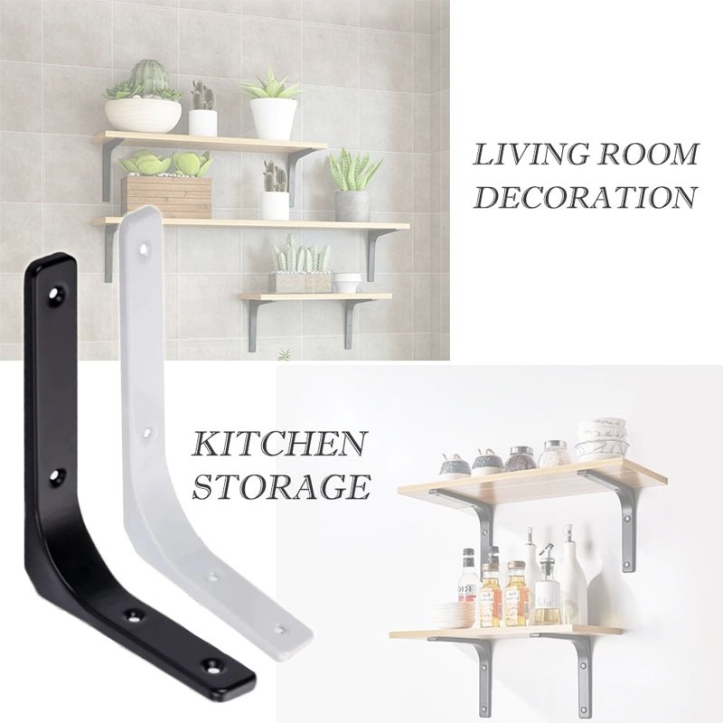 Wall Elbow Bracket For Wood Shelf L type Shelf Bracket Black/White ...