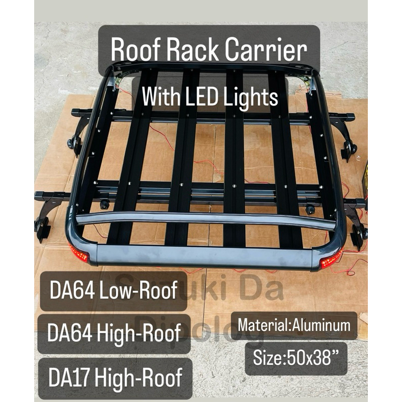 Roof Rack Carrier DA64 & DA17 with LED Lights For 50”x38” with Crossbar & Bracket for Minivan ...
