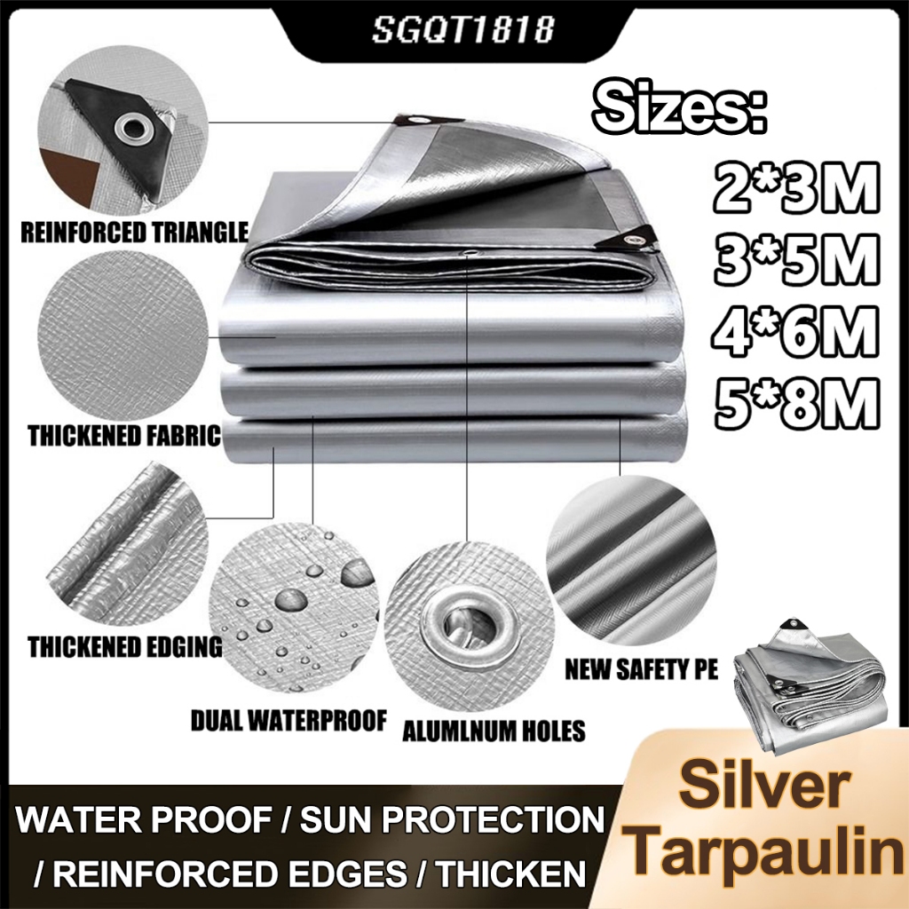 12FT*18FT Silver Tarpaulin Original LONA TRAPAL TOLDA TARPAULIN TARP ...