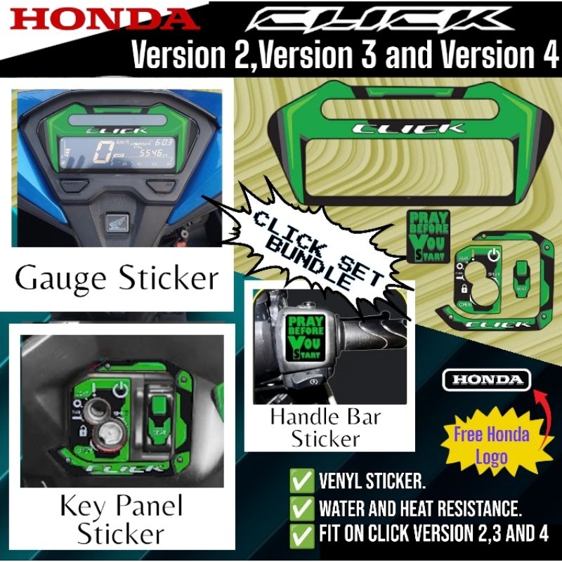 CLICK VERSION 2,3 AND 4 BUNDLE SET STICKER GAUGE,KEY PANEL AND HANDLE ...
