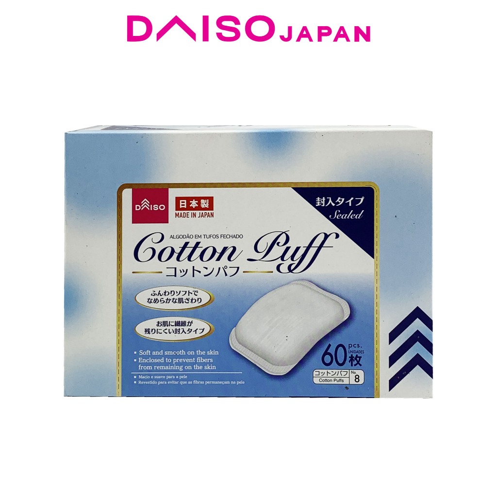 Daiso Sealed Type Cotton Puffs (60 pieces) | Shopee Philippines