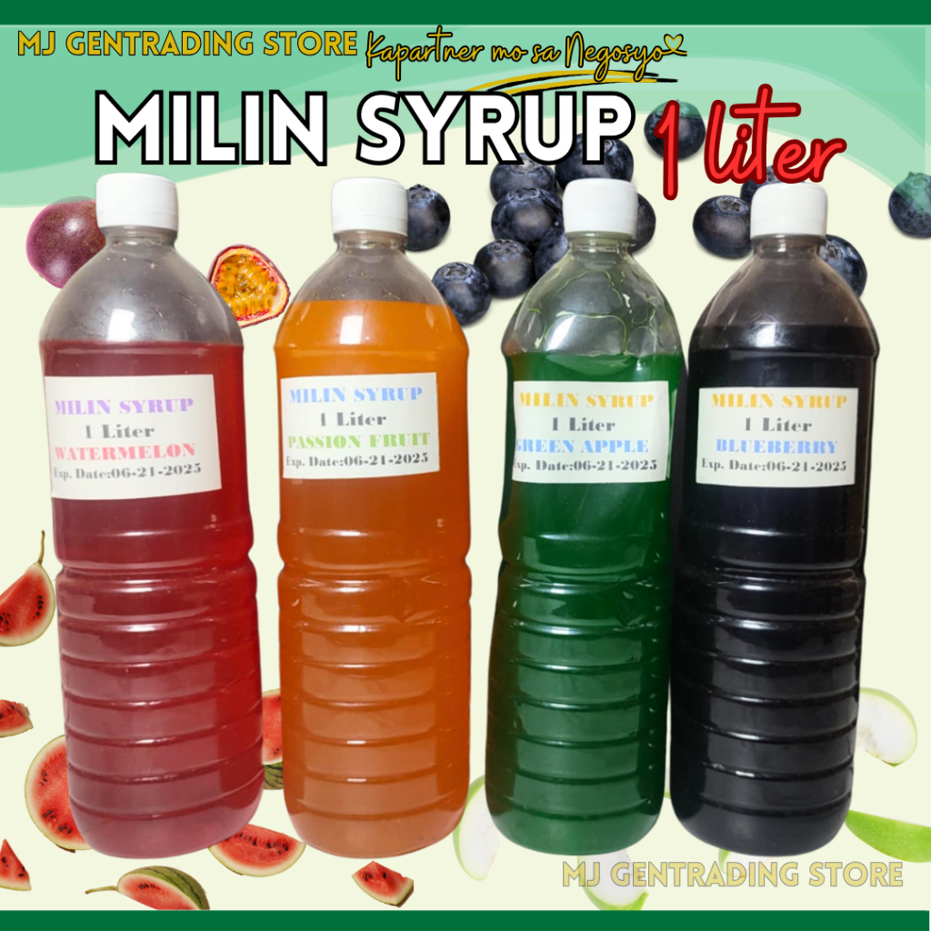 Milin Syrup REPACK 1 LITER Concentrated FruitSyrup Fruit Tea Milktea ...