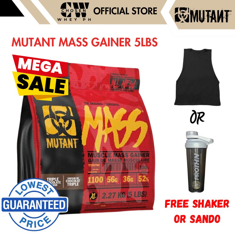 MUTANT MASS GAINER 5LBS TRIPLE CHOCOLATEWITH FREE SHAKER OR SANDO ...