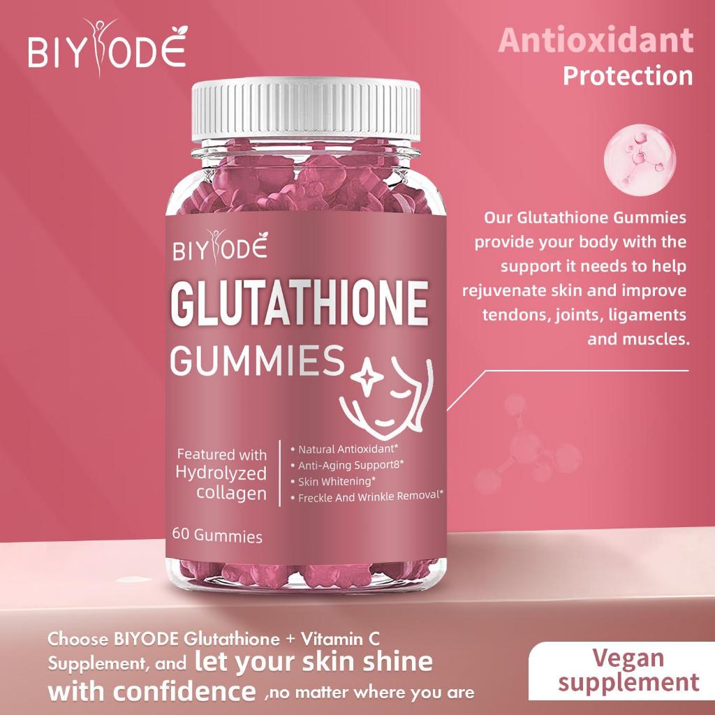 24h-BIYODE Glutathione Collagen Gummies Whitening Glow Anti-Aging ...