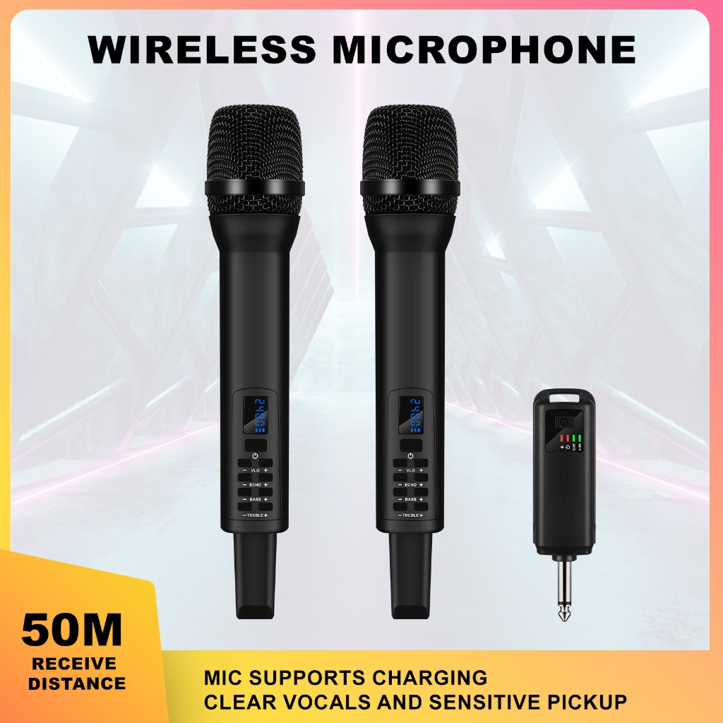 Wireless UHF singing Dynamic Microphone adjustable volume and reverb ...