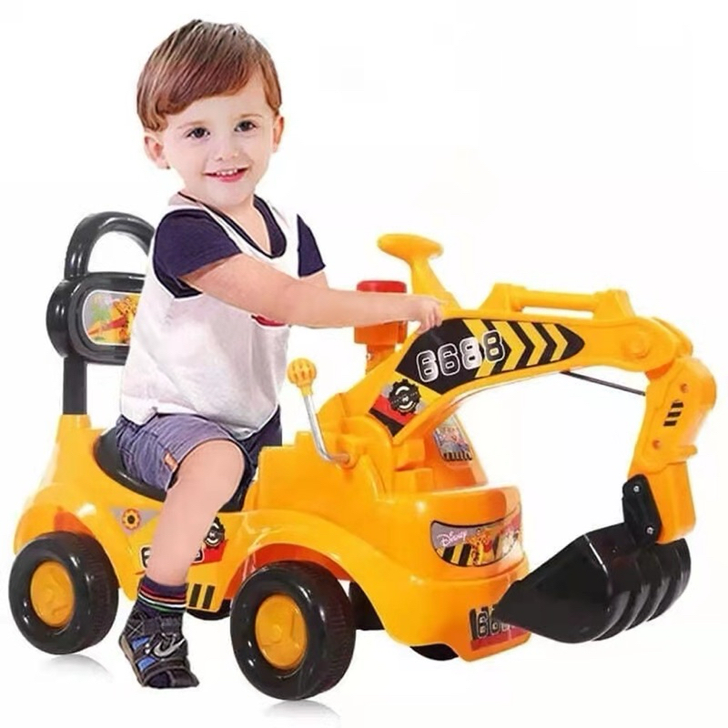Ride on excavator backhoe toy car for kids with music and lights for 1 ...