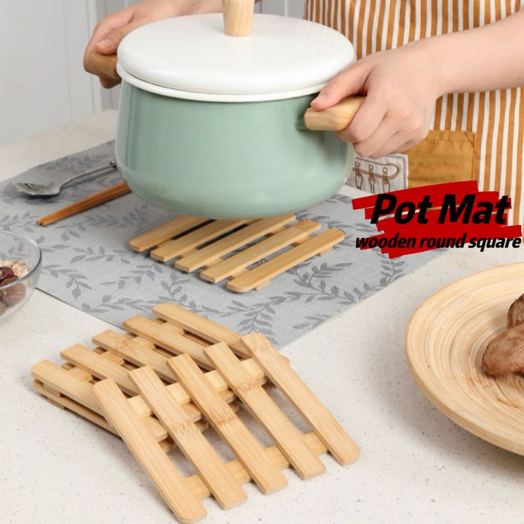 Bamboo heat pad pot mat heat resistant placemats for dining table ...
