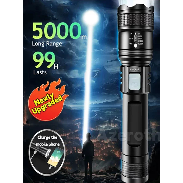 Super Bright Zoom LED Flashlight Rechargeable Waterproof Outdoor Heavy ...