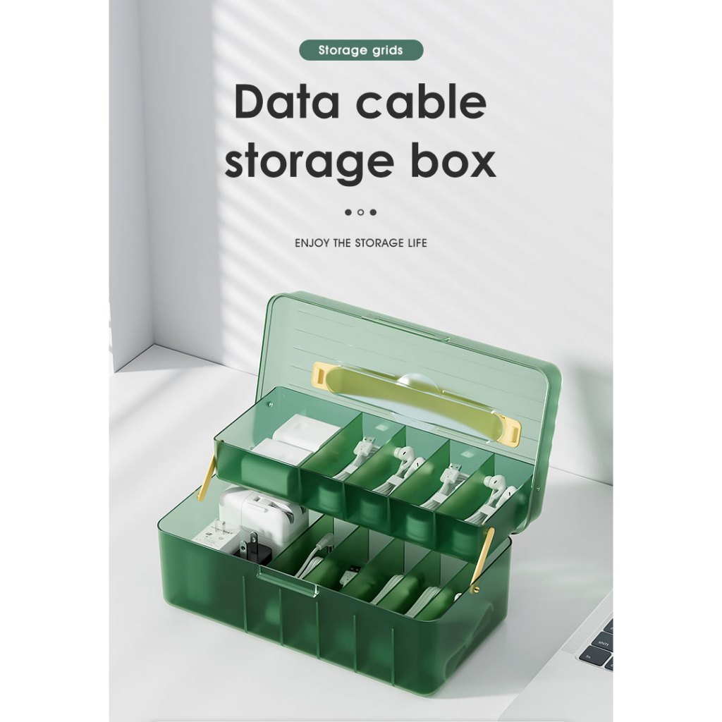 Large Data Cable Storage Box Organizer USB Cord Sorter Desktop Cable ...