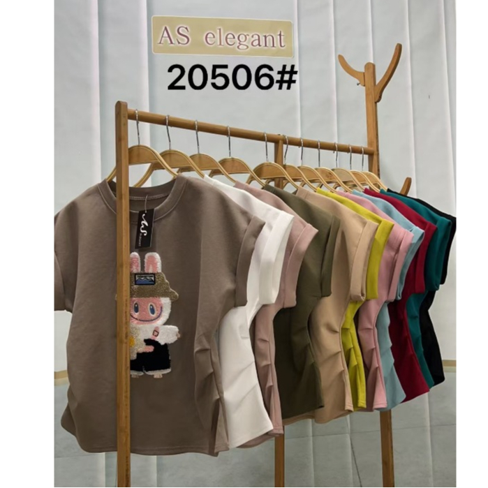 AS ELEGANT NEW Embroidery LABUBU Trend Cotton shortsleeve Blosuse for ...