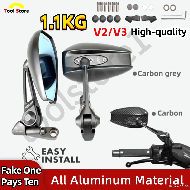 【360° Side Mirror】Carbon Grey Street King Side Mirror V3 V2 Honda Click ...