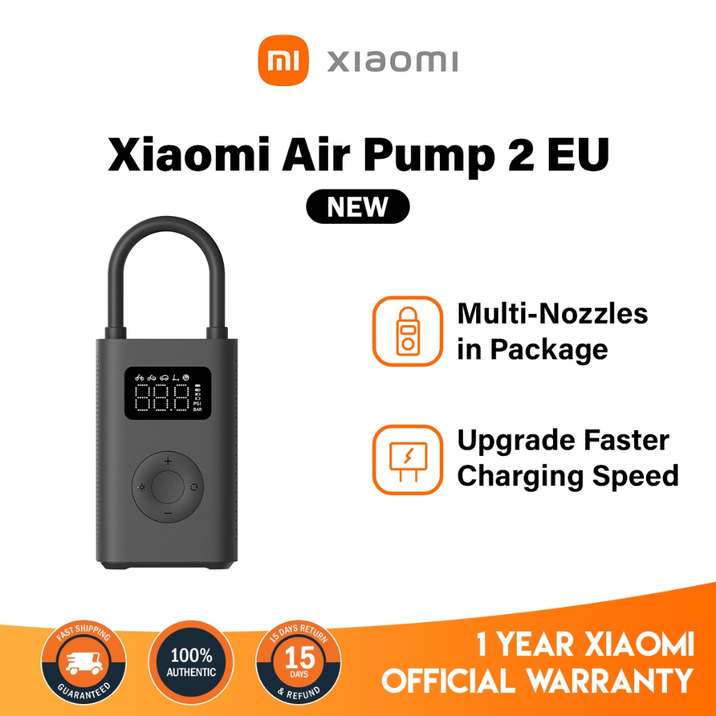 New Xiaomi Air Pump 2 EU Portable Digital Electronic Compressor 150PSI ...