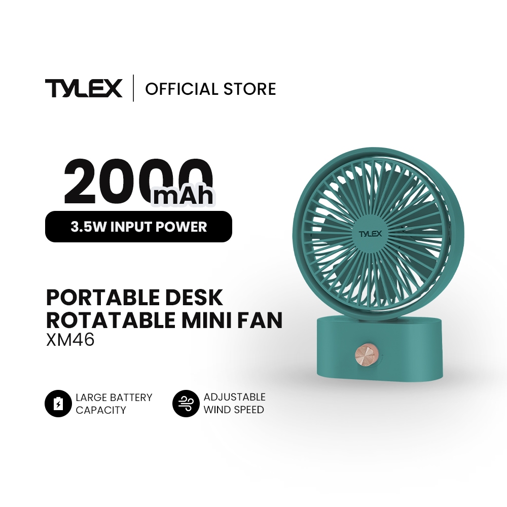 Tylex XM46 Portable Fan Rotatable 3.5W Adjustable Wind Speed 2000mAh ...