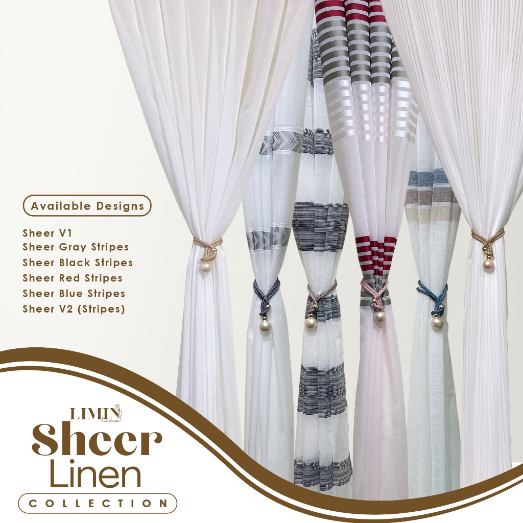 LIMIN White Sheer Linen Curtain for Window | 8 Ring | 7ft per piece ...