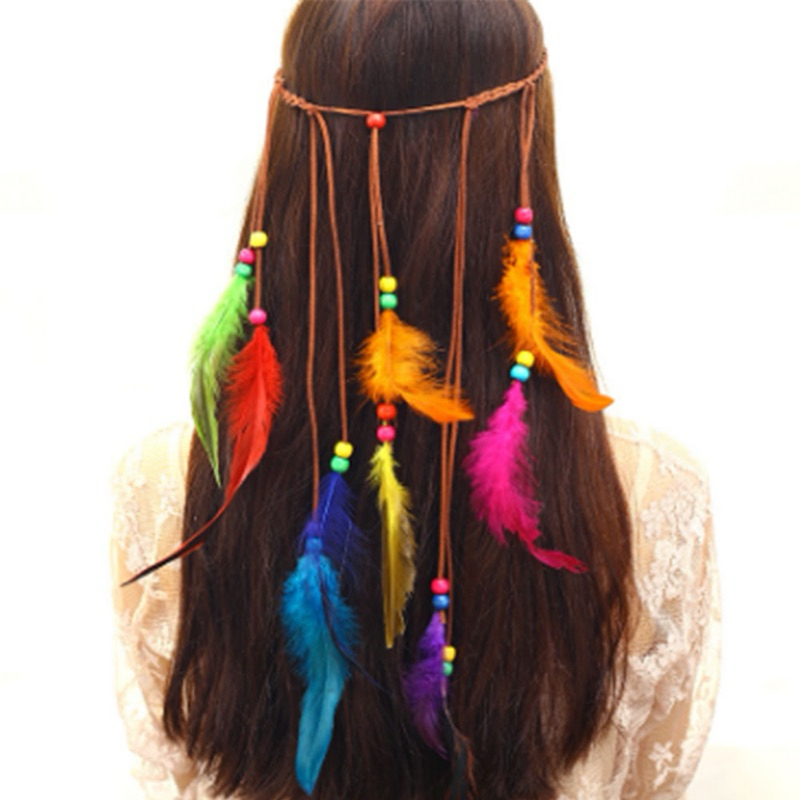 Handmade Bohemian indian gypsy ethnic style feather headband boho hair ...
