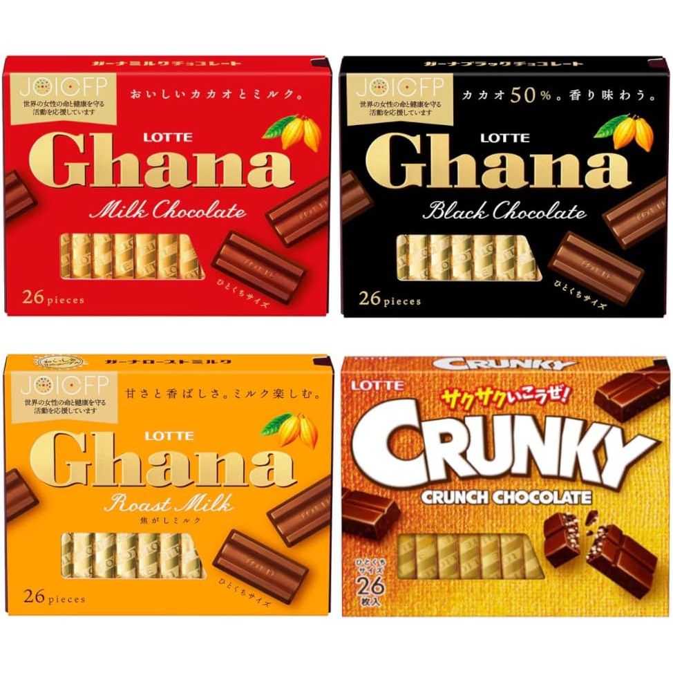 Lotte Excellent Series 4 Varieties Ghana Milk/ Ghana Black/ Ghana ...
