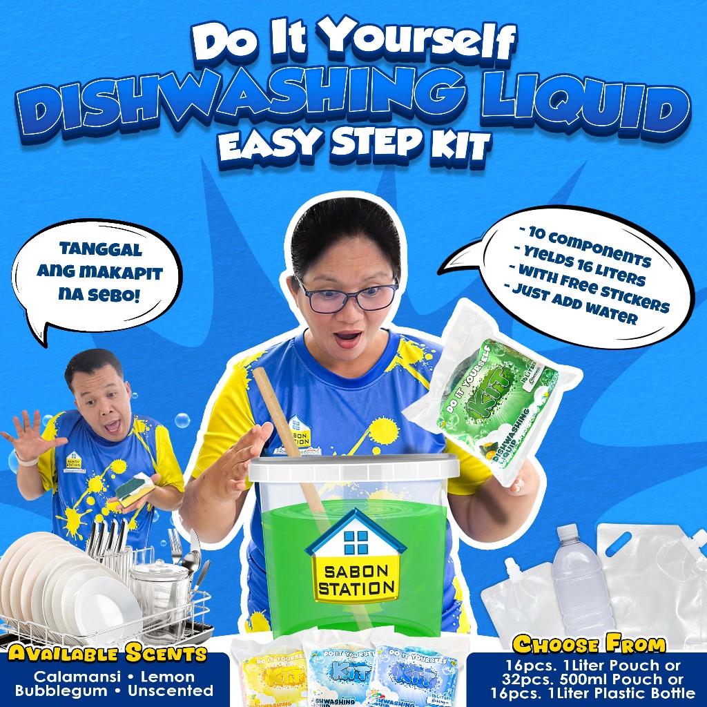 Dishwashing Liquid DIY Kit Easy Step 16L w/ Bottles or Pouches ...