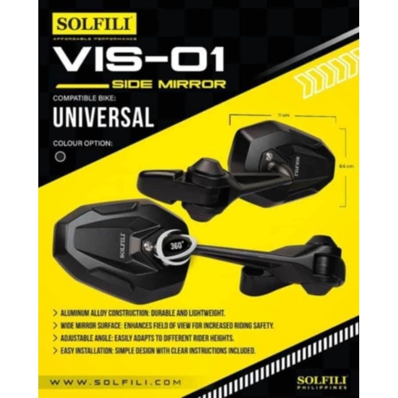 SOLFILI SIDE MIRROR VIS-01 UNIVERSAL MIRROR | Shopee Philippines
