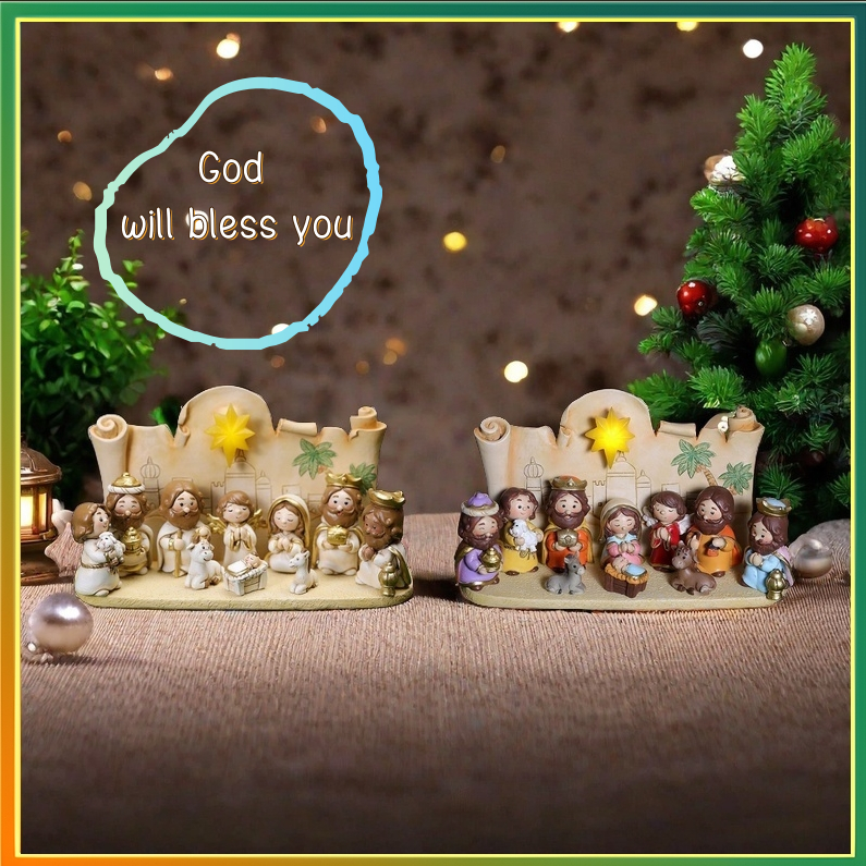 Christmas Belen Nativity Set For Xmas Decoration Holy Family Resin ...